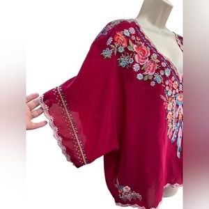 Johnny Was | Tops | Johnny Was Klarah Top In A Deep Red Color | Poshmark